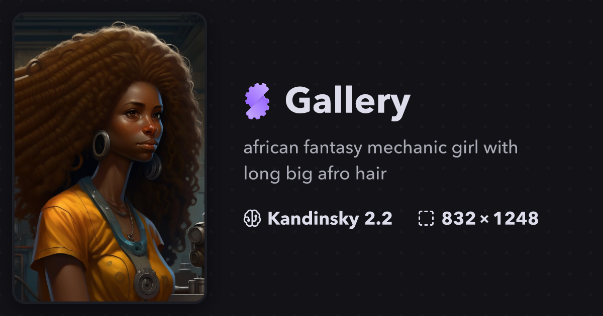 "african fantasy mechanic girl with lo..." | Gallery | Stablecog