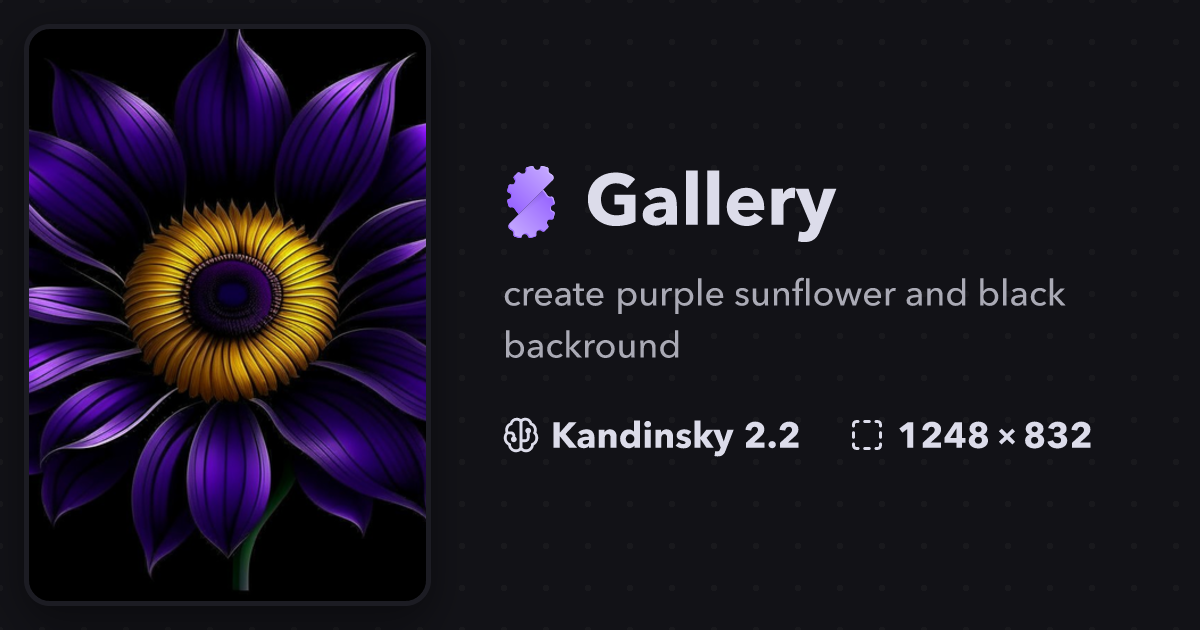 "create purple sunflower and black backro..." | Gallery | Stablecog