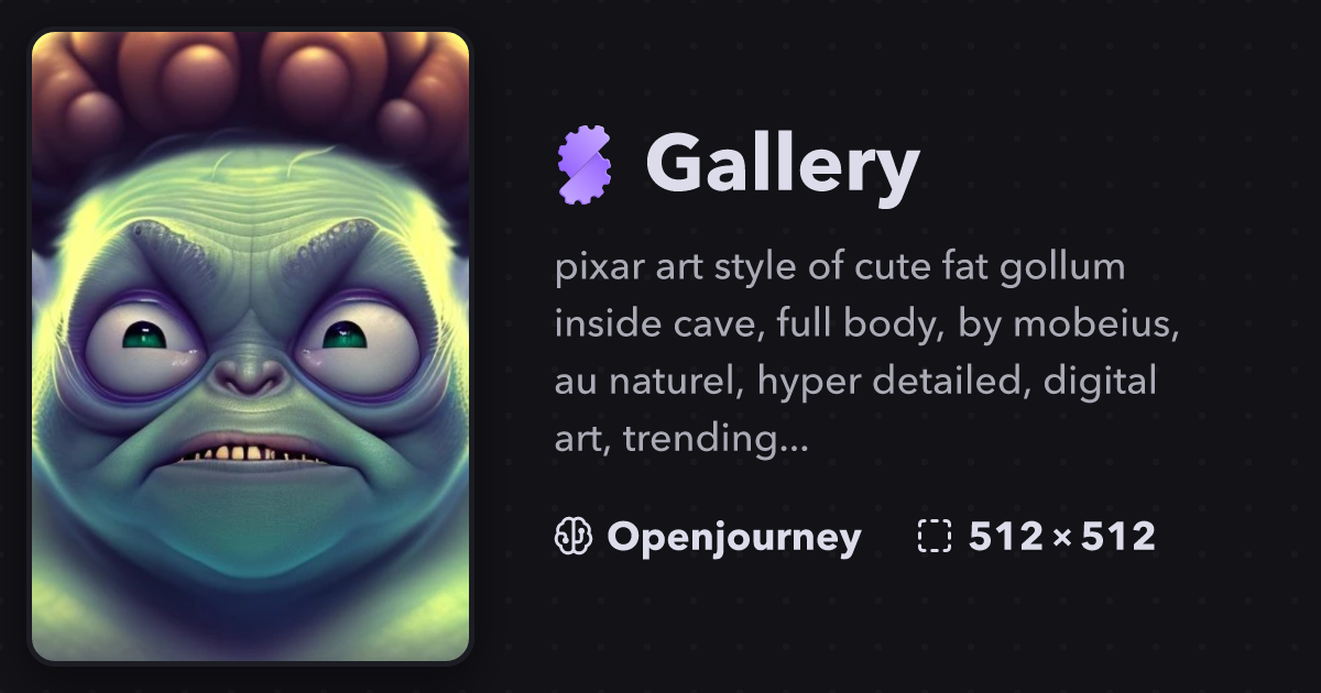 "pixar art style of cute fat gollum in..." | Gallery | Stablecog