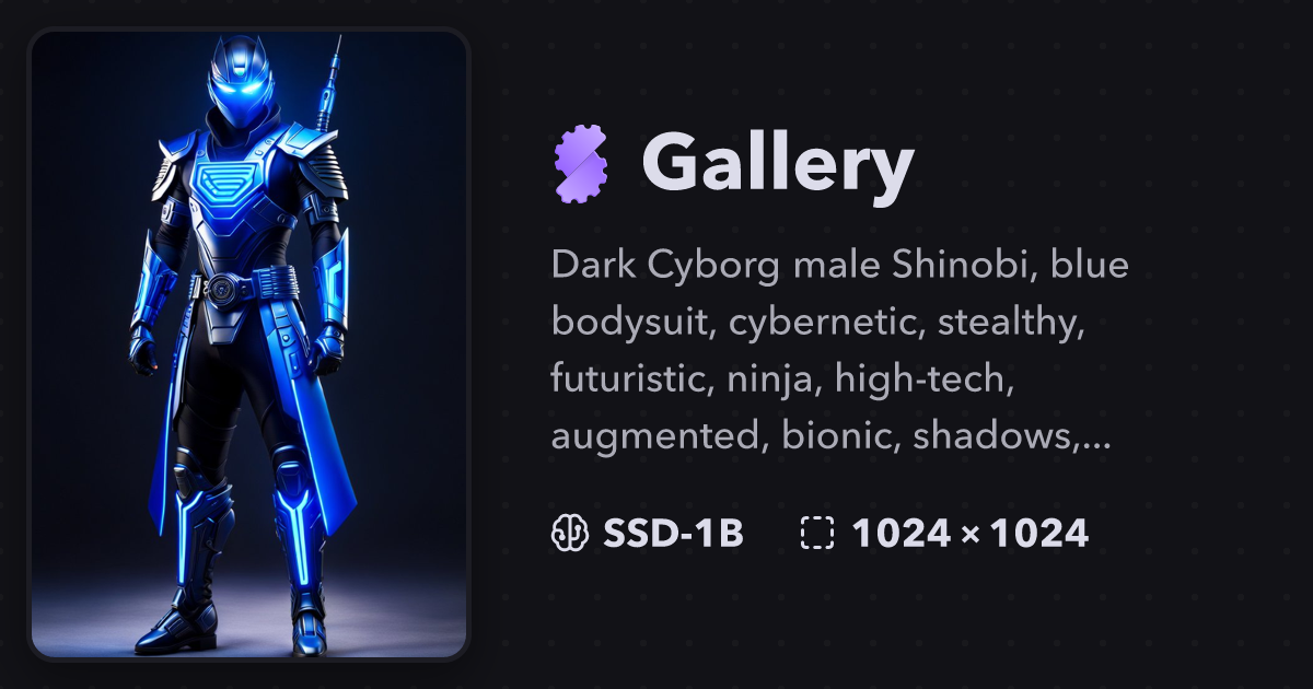 "Dark Cyborg male Shinobi, blue bodysu..." | Gallery | Stablecog