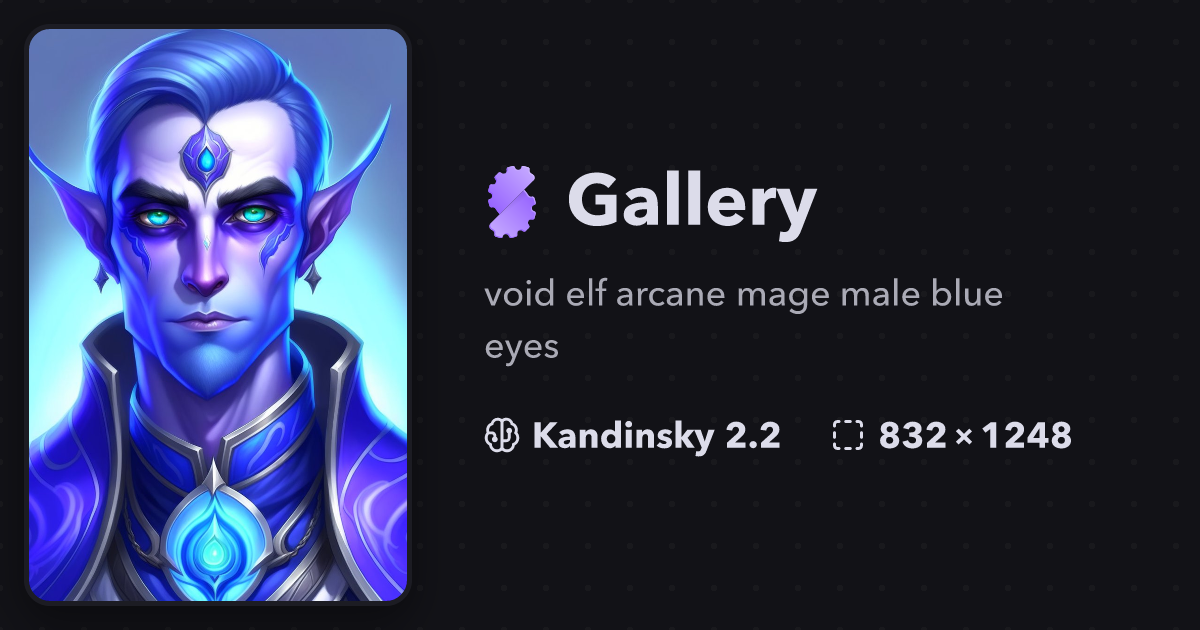 "void elf arcane mage male blue eyes" | Gallery | Stablecog