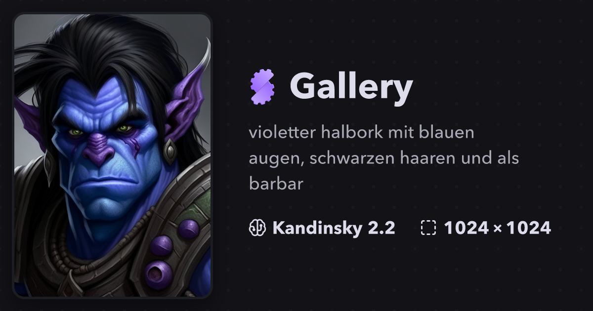 "violetter halbork mit blauen augen, s..." | Gallery | Stablecog