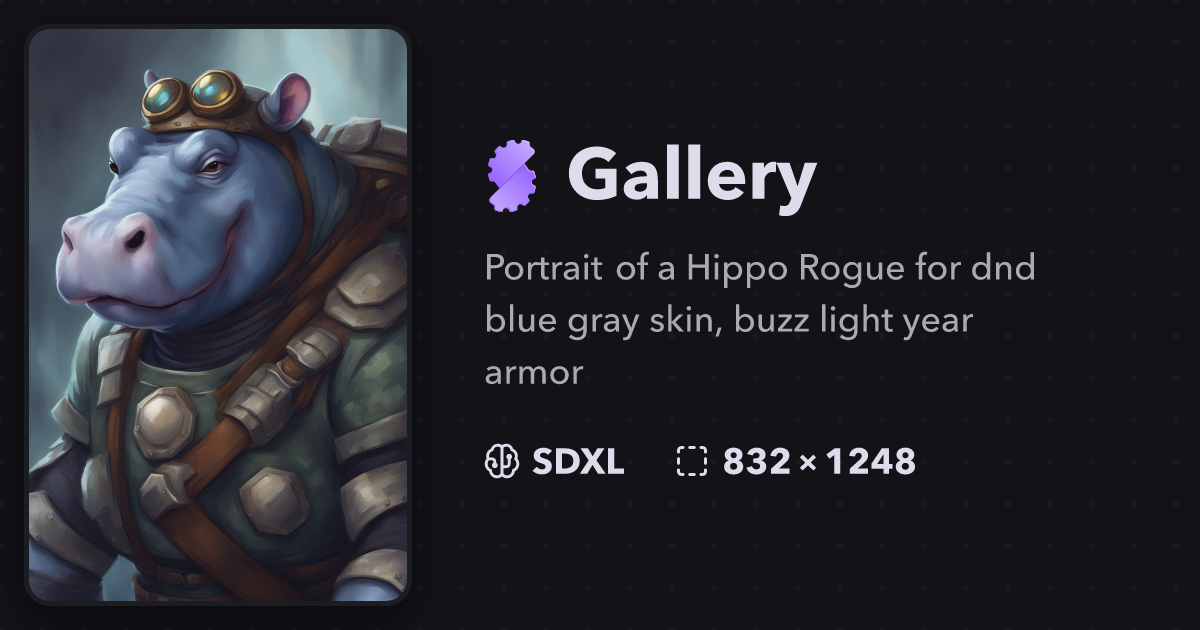 "Portrait of a Hippo Rogue for dnd blu..." | Gallery | Stablecog