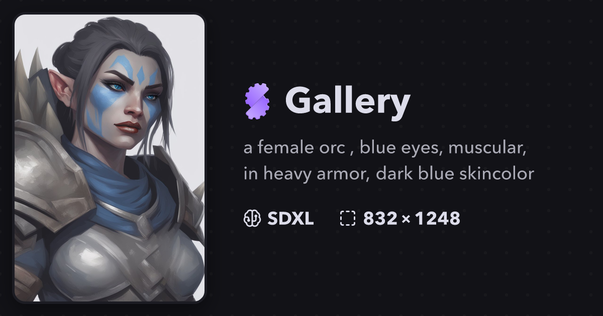 "a female orc , blue eyes, muscular, i..." | Gallery | Stablecog