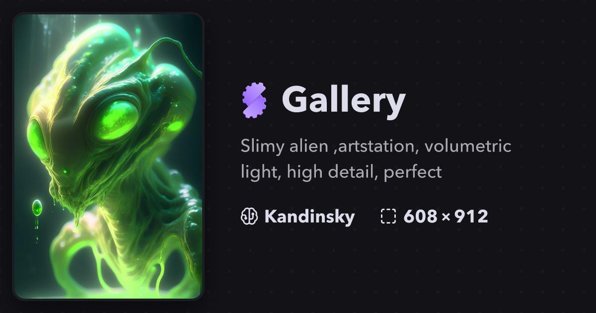 "Slimy alien ,artstation, volumetric l..." | Gallery | Stablecog