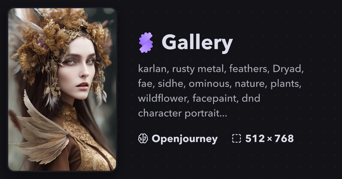 "karlan, rusty metal, feathers, Dryad,..." | Gallery | Stablecog