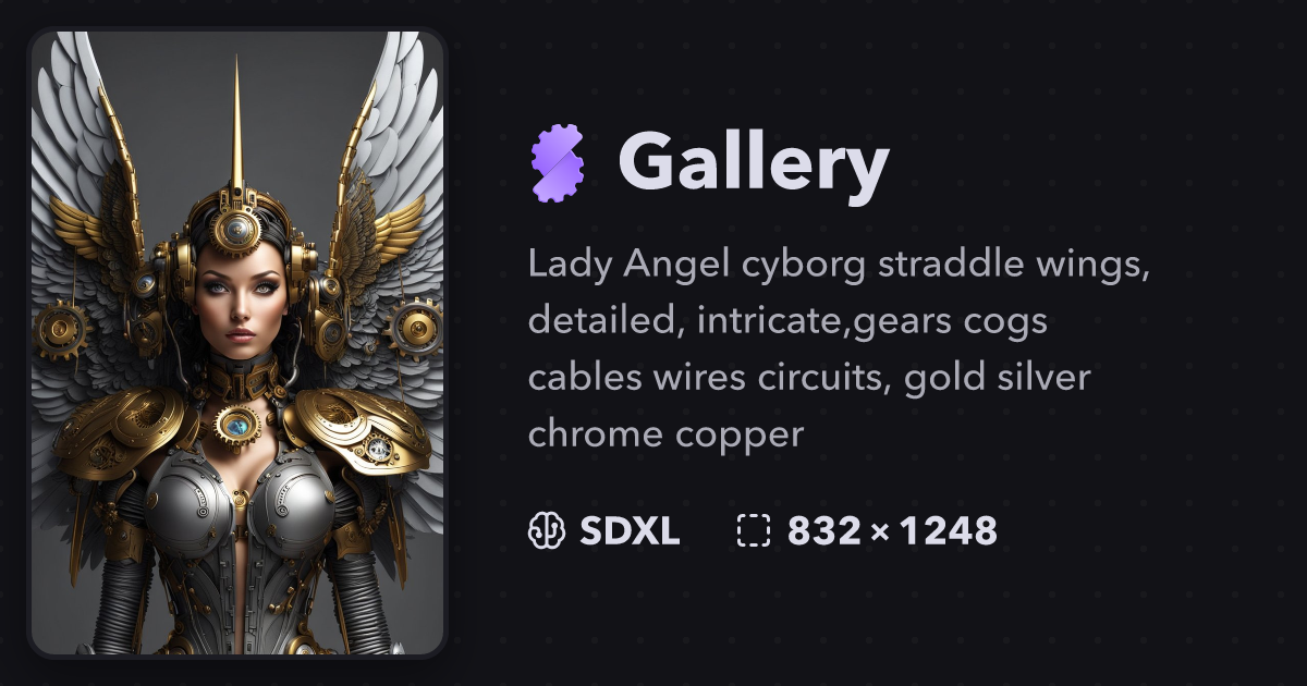 "Lady Angel cyborg straddle wings, detail..." | Gallery | Stablecog