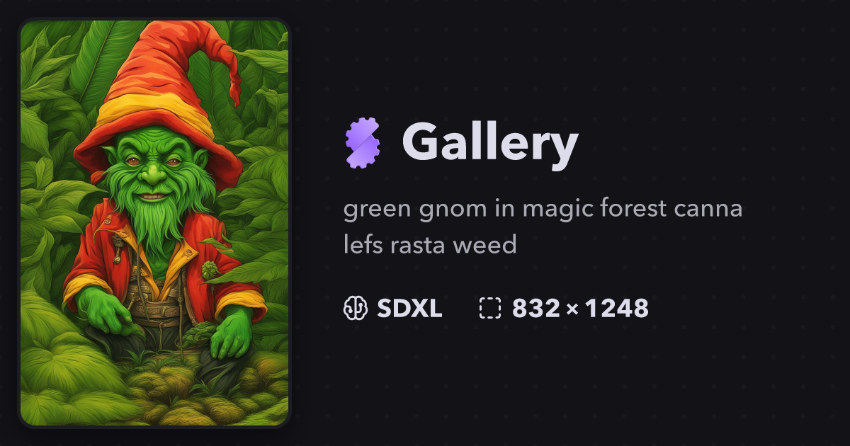 "green gnom in magic forest canna lefs..." | Gallery | Stablecog