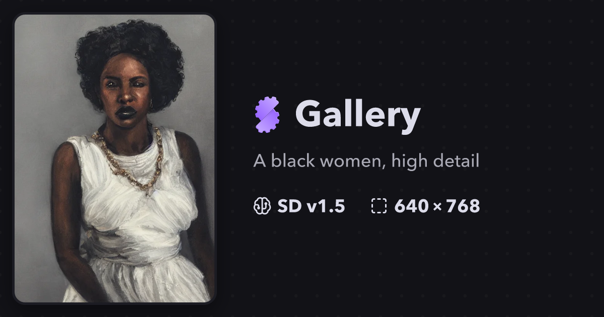 "A black women, high detail" | Gallery | Stablecog