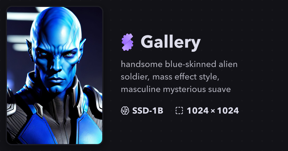 "handsome blue-skinned alien soldier, ..." | Gallery | Stablecog