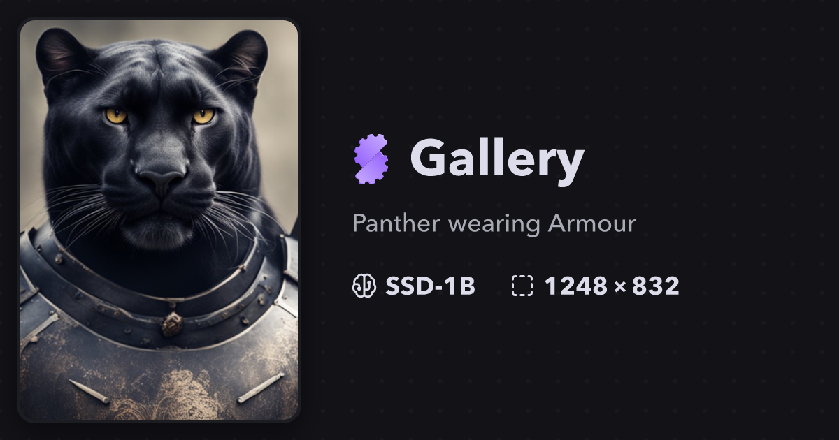 "Panther wearing Armour" | Gallery | Stablecog