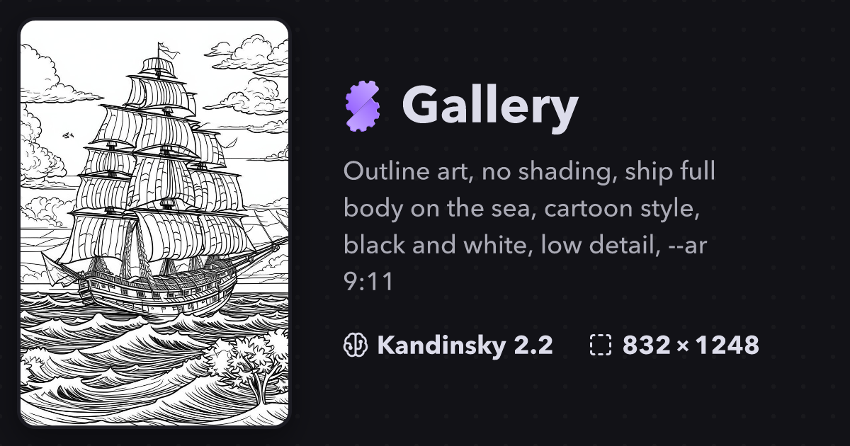 "Outline art, no shading, ship full bo..." | Gallery | Stablecog