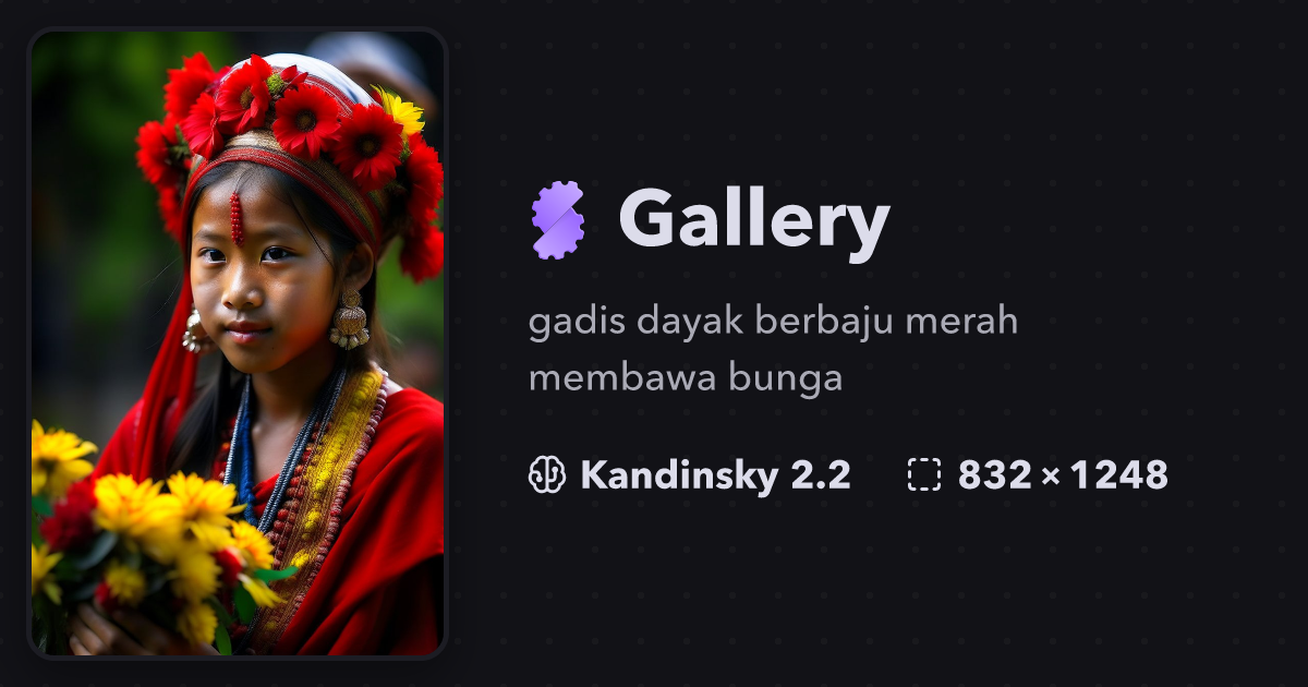 "gadis dayak berbaju merah membawa bunga" | Gallery | Stablecog
