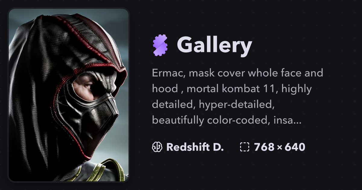 "Ermac, mask cover whole face and hood..." | Gallery | Stablecog