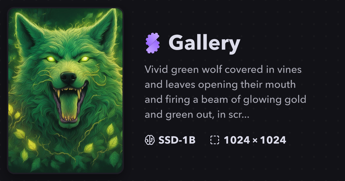 "Vivid green wolf covered in vines and..." | Gallery | Stablecog