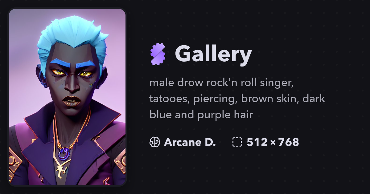 "male drow rock'n roll singer, tatooes..." | Gallery | Stablecog