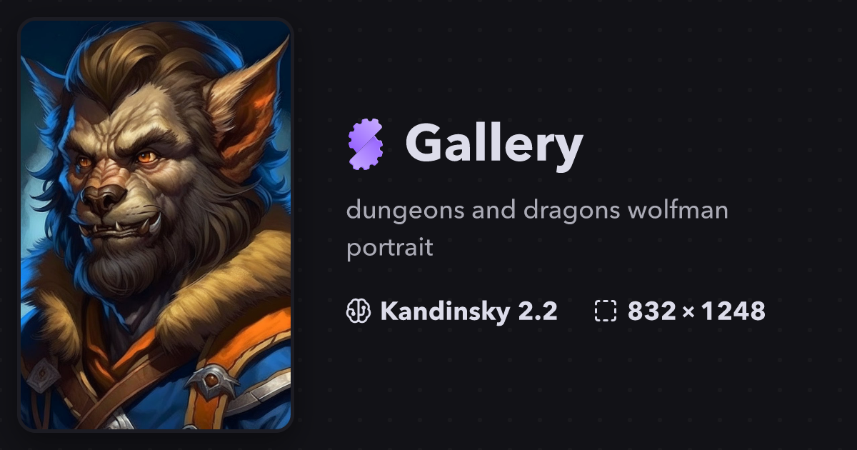 "dungeons and dragons wolfman portrait" | Gallery | Stablecog