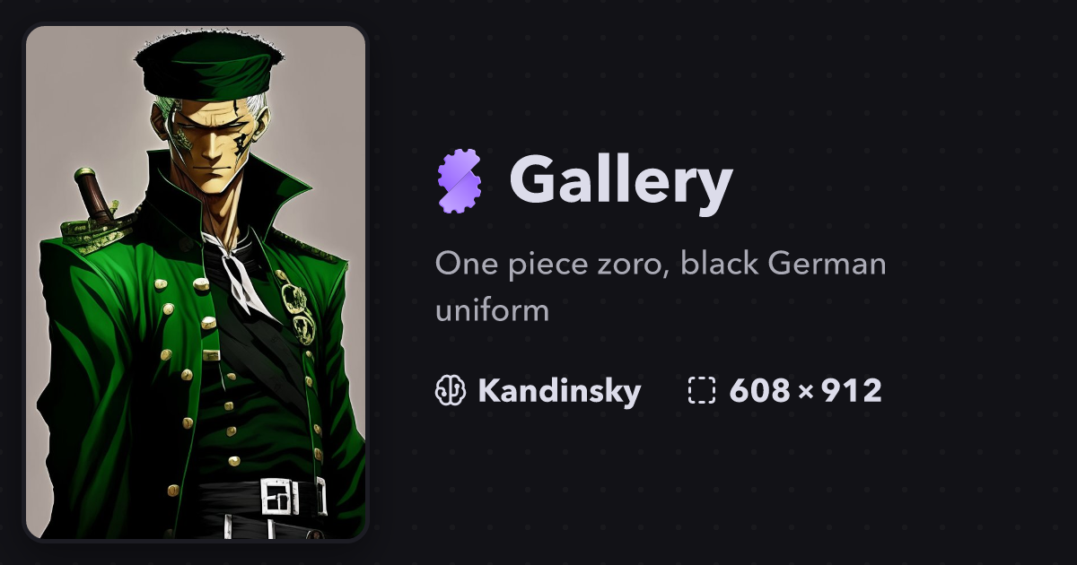 "One piece zoro, black German uniform" | Gallery | Stablecog
