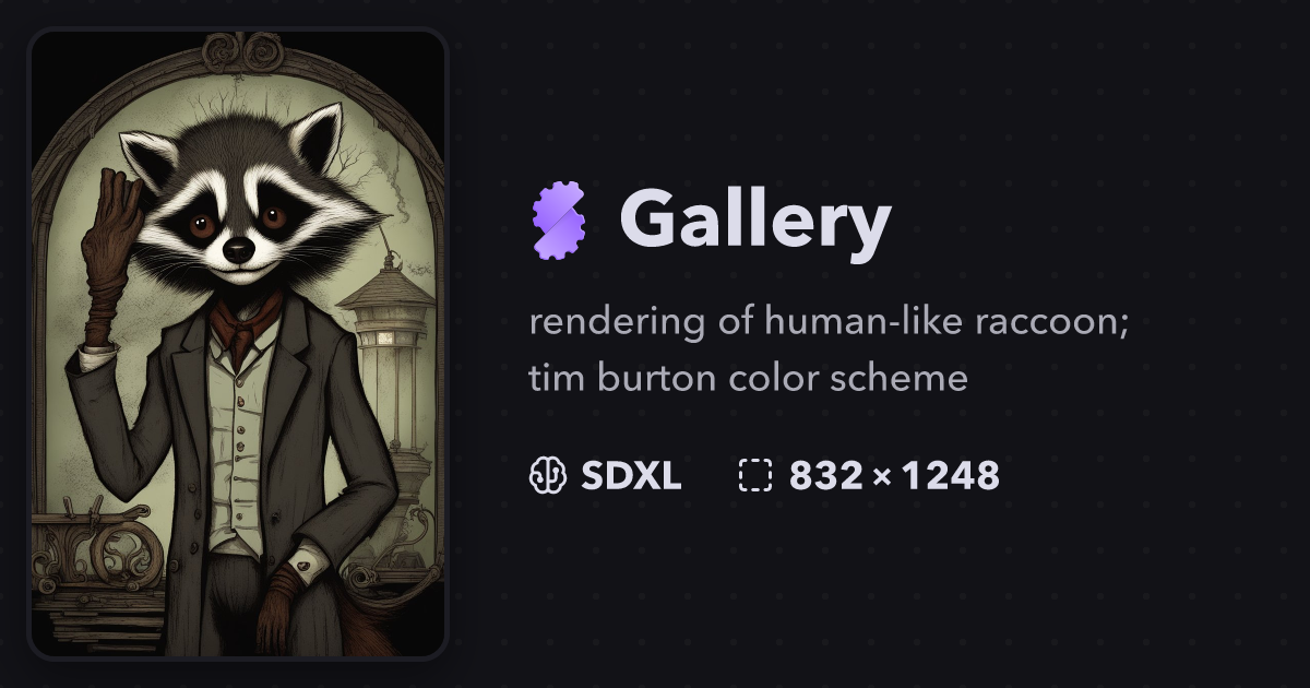 Rendering of human-like raccoon; tim burton color ... | Gallery