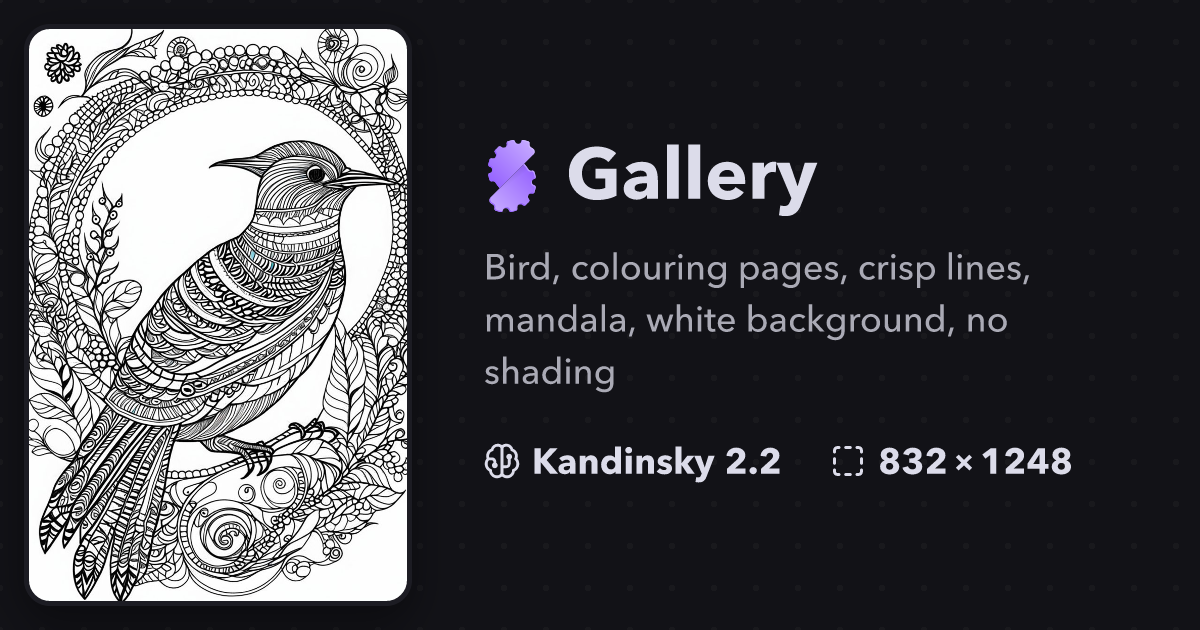 "Bird, colouring pages, crisp lines, m..." | Gallery | Stablecog