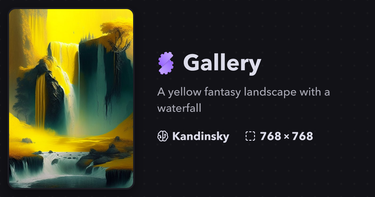 "A yellow fantasy landscape with a wat..." | Gallery | Stablecog