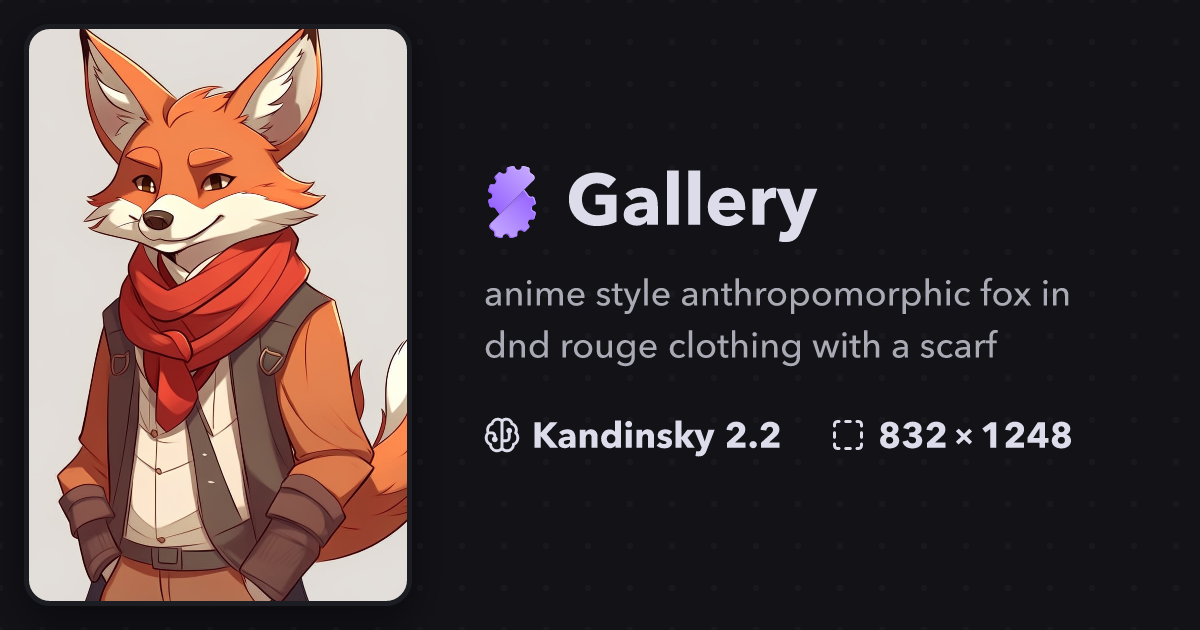 "anime style anthropomorphic fox in dn..." | Gallery | Stablecog