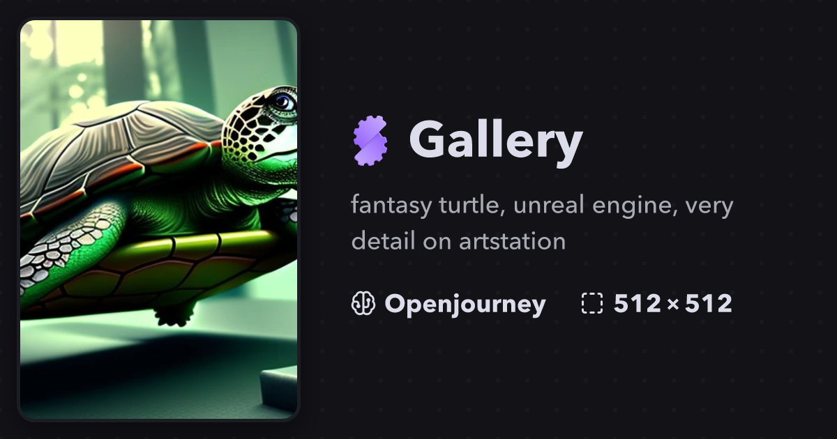 "fantasy turtle, unreal engine, very d..." | Gallery | Stablecog