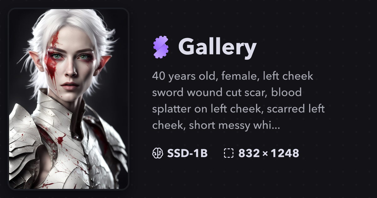 "40 years old, female, left cheek swor..." | Gallery | Stablecog
