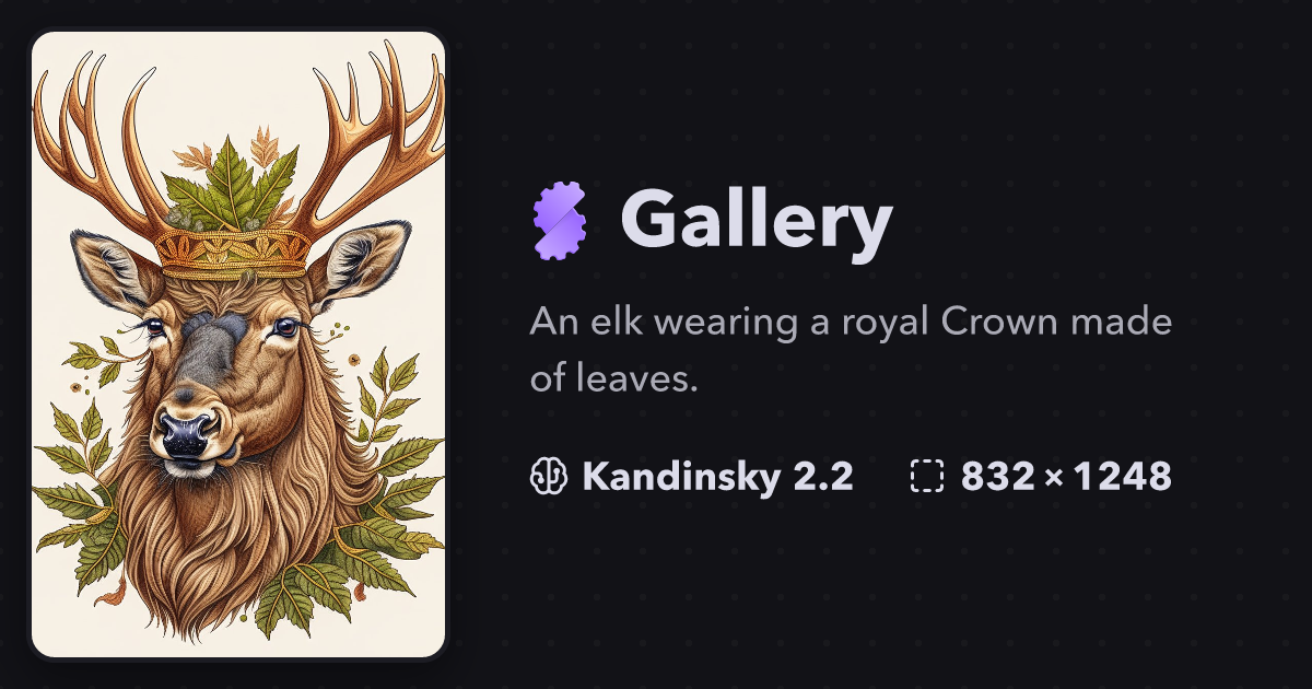 "An elk wearing a royal Crown made of ..." | Gallery | Stablecog