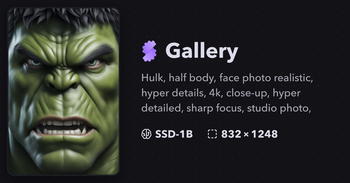 "Hulk, half body, face photo realistic..." | Gallery | Stablecog
