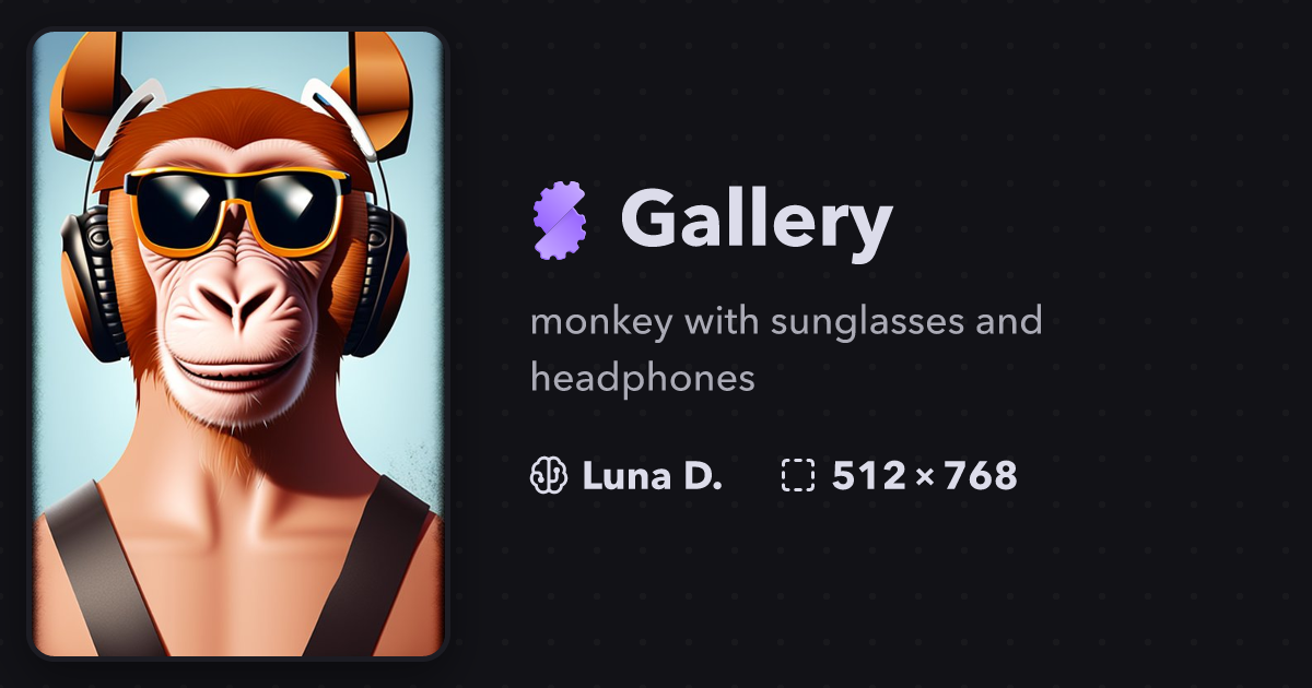 "monkey with sunglasses and headphones" | Gallery | Stablecog