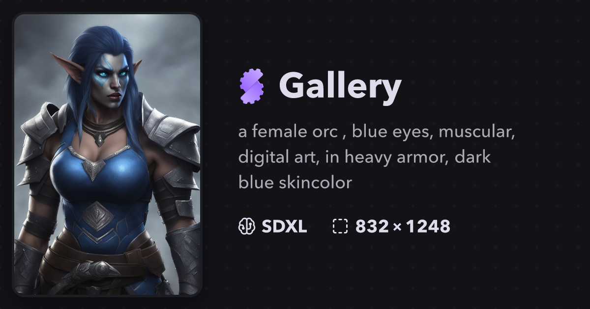 "a female orc , blue eyes, muscular, d..." | Gallery | Stablecog
