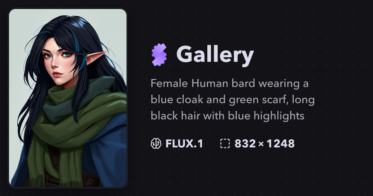 "Female Human bard wearing a blue cloa..." | Gallery | Stablecog