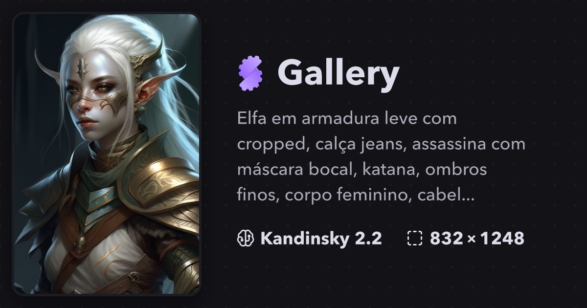 "Elfa em armadura leve com cropped, ca..." | Gallery | Stablecog