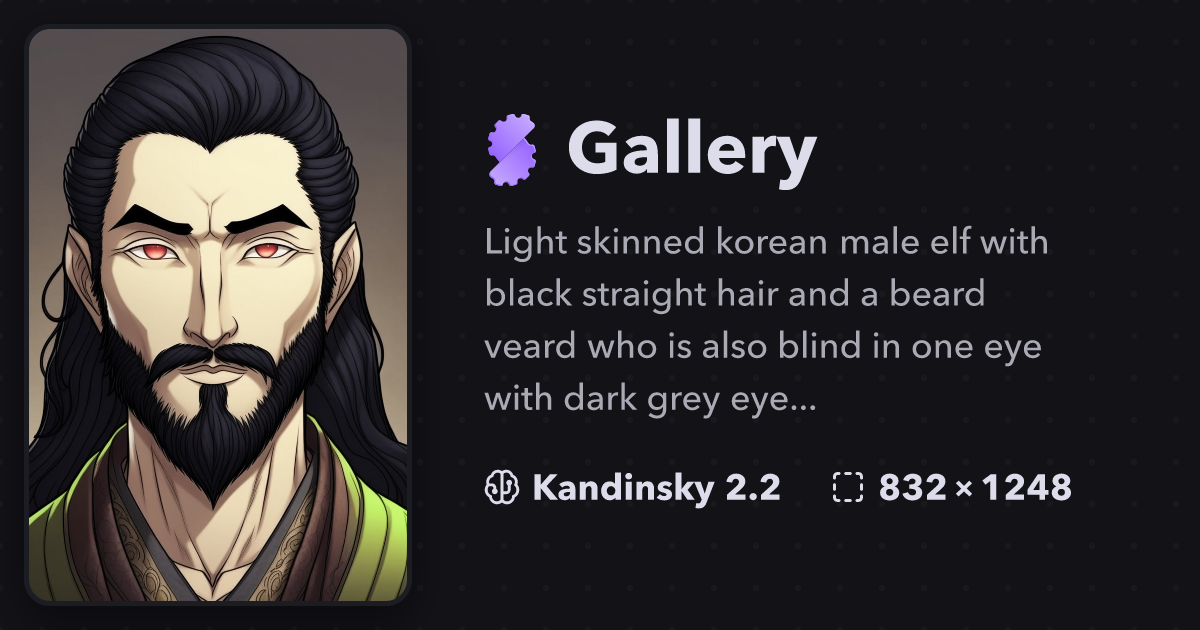 "Light skinned korean male elf with bl..." | Gallery | Stablecog