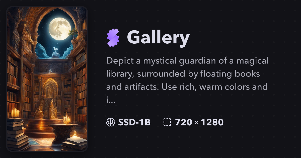 Depict a mystical guardian of a magical library, s... | Gallery