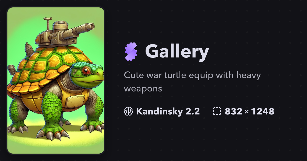 "Cute war turtle equip with heavy weapons" | Gallery | Stablecog