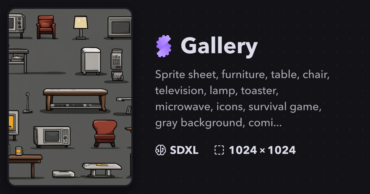 "Sprite sheet, furniture, table, chair..." | Gallery | Stablecog