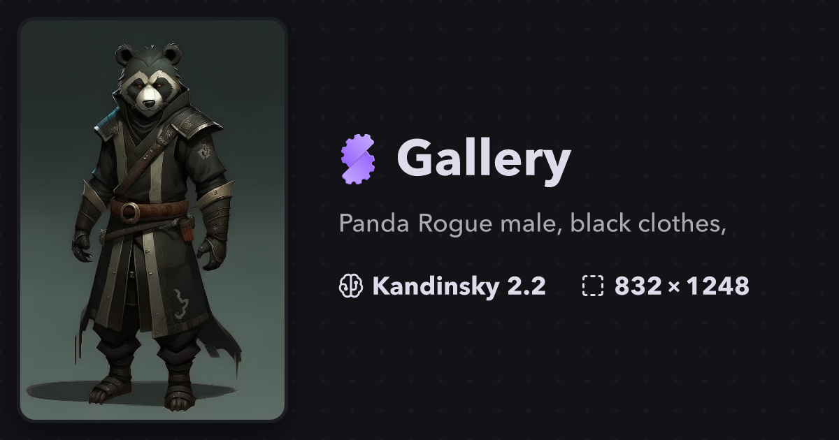 "Panda Rogue male, black clothes," | Gallery | Stablecog