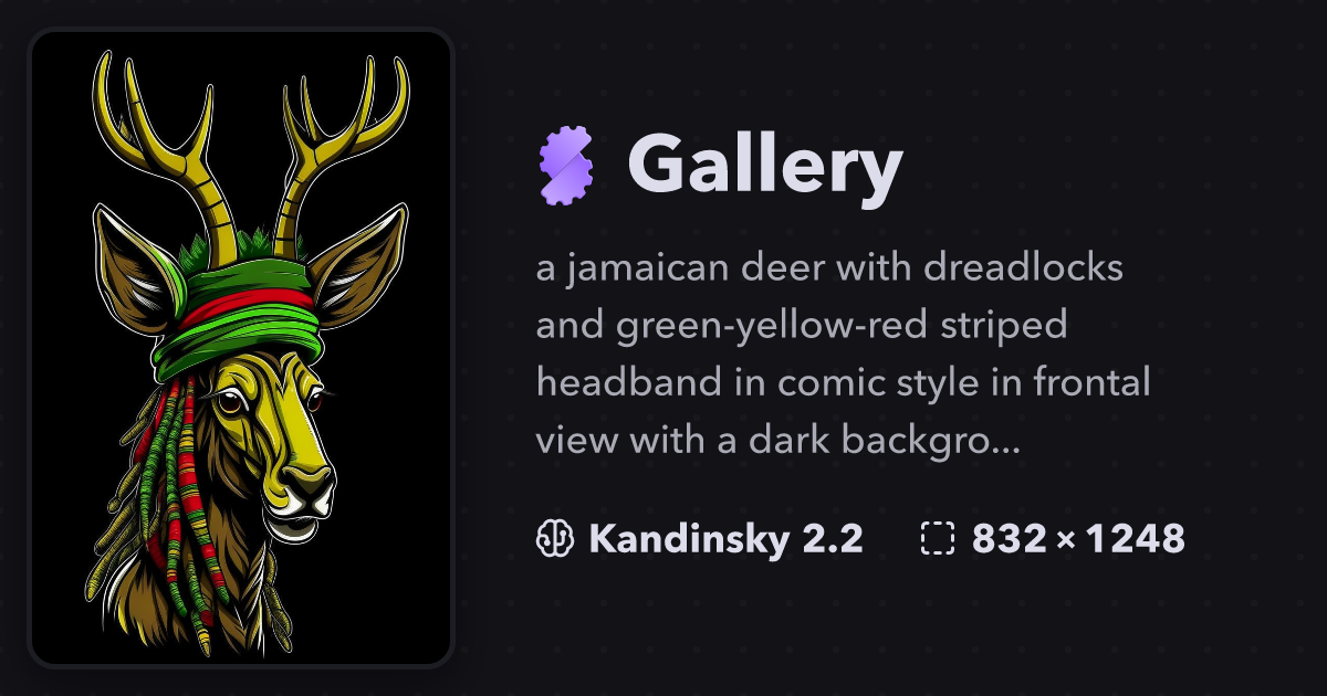 "a jamaican deer with dreadlocks and g..." | Gallery | Stablecog