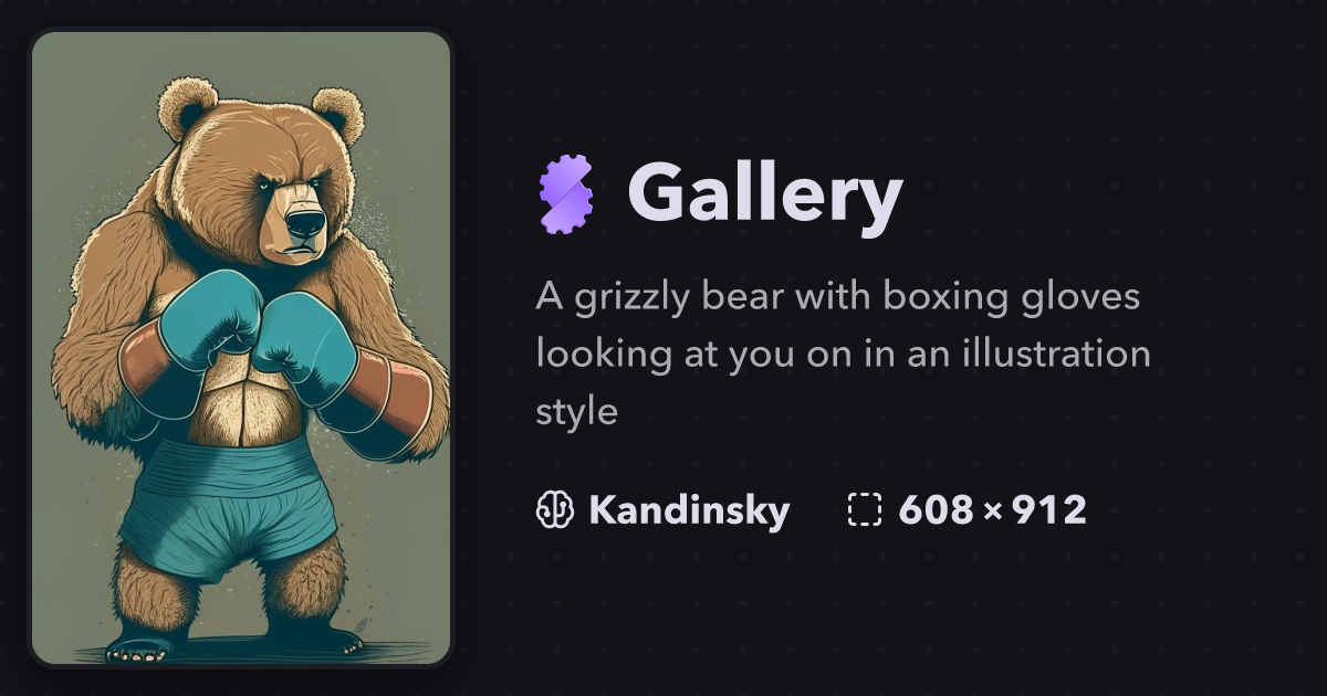 "A grizzly bear with boxing gloves loo..." | Gallery | Stablecog
