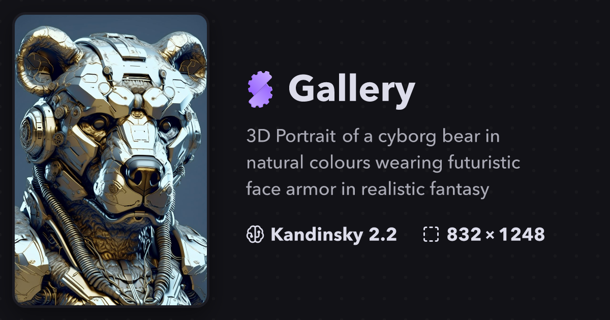 "3D Portrait of a cyborg bear in natur..." | Gallery | Stablecog