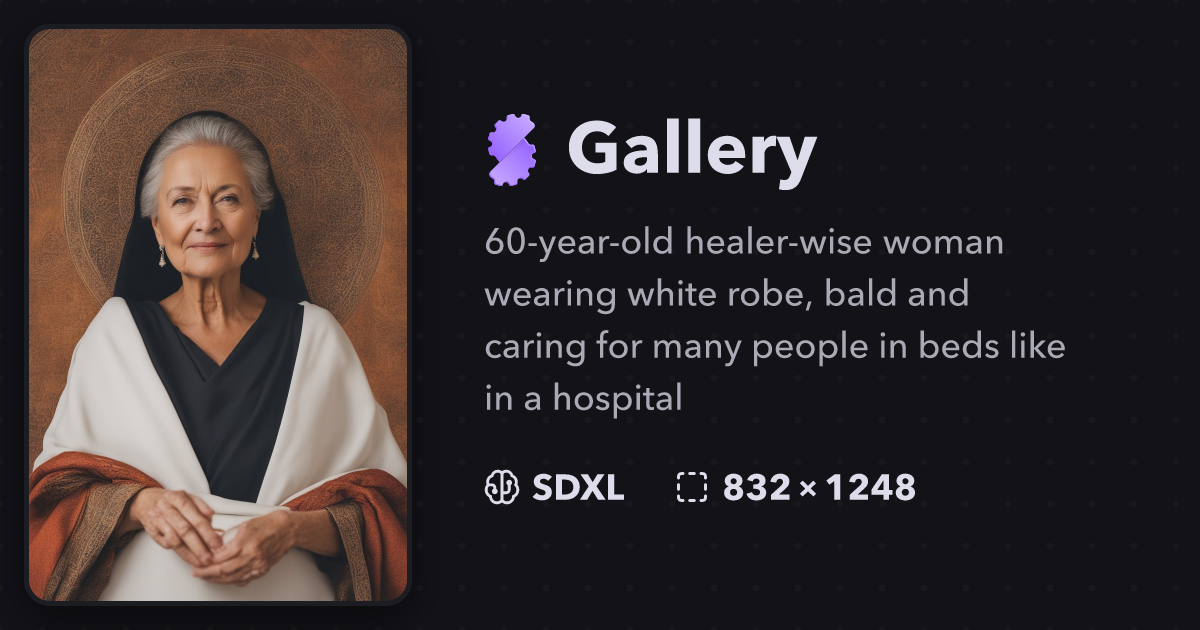 "60-year-old healer-wise woman wearing..." | Gallery | Stablecog