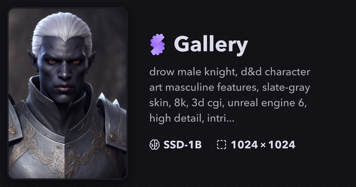 "drow male knight, d&d character art m..." | Gallery | Stablecog