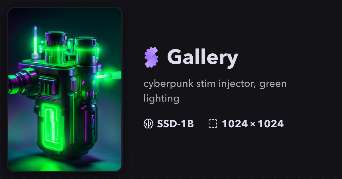 "cyberpunk stim injector, green lighting" | Gallery | Stablecog