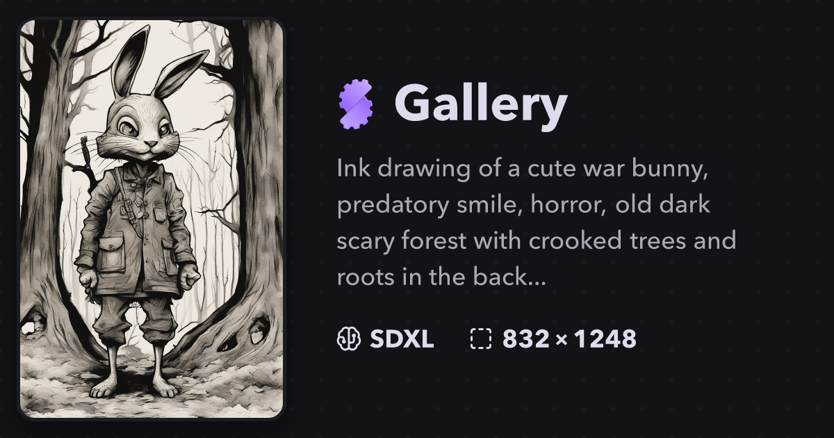 "Ink drawing of a cute war bunny, predato..." | Gallery | Stablecog