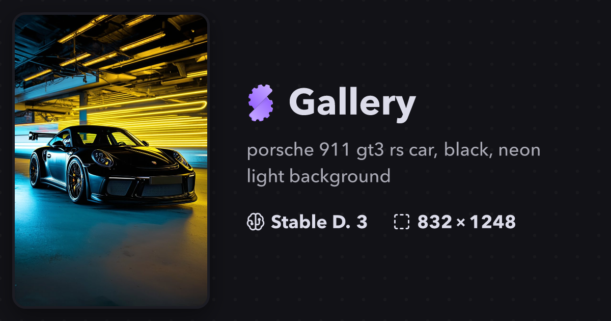 "porsche 911 gt3 rs car, black, neon l..." | Gallery | Stablecog