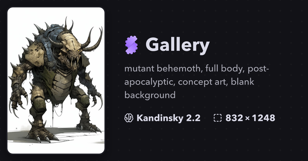 "mutant behemoth, full body, post-apoc..." | Gallery | Stablecog