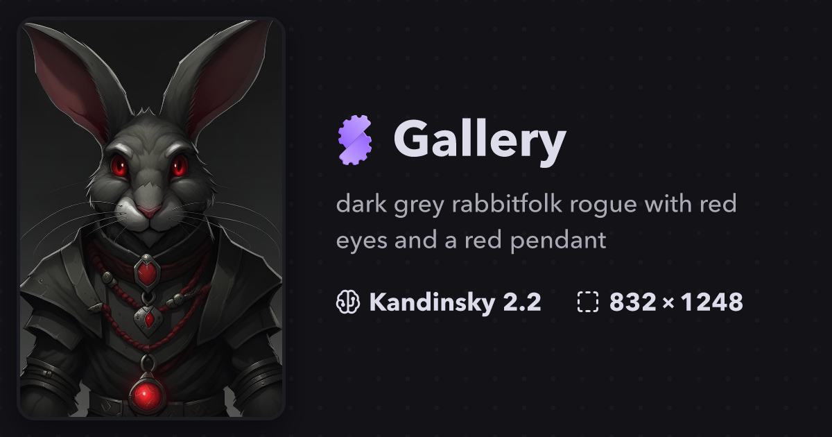 "dark grey rabbitfolk rogue with red e..." | Gallery | Stablecog