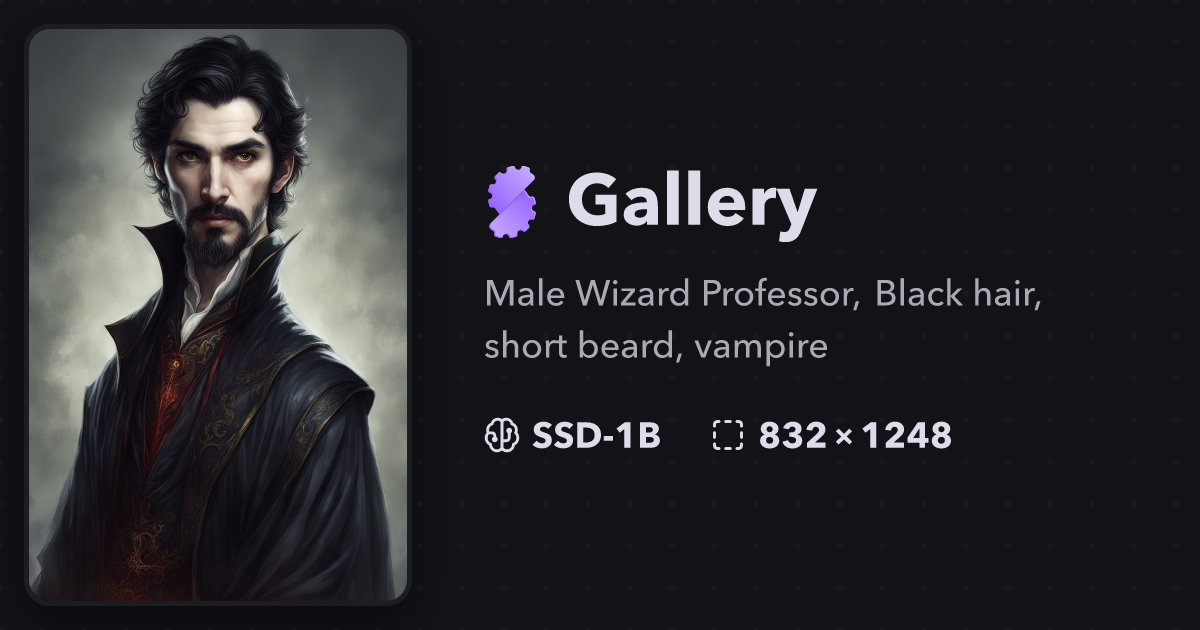 "Male Wizard Professor, Black hair, sh..." | Gallery | Stablecog